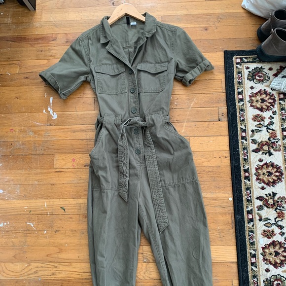 H&M | Pants & Jumpsuits | Hm Army Green Belted Jumpsuit | Poshmark